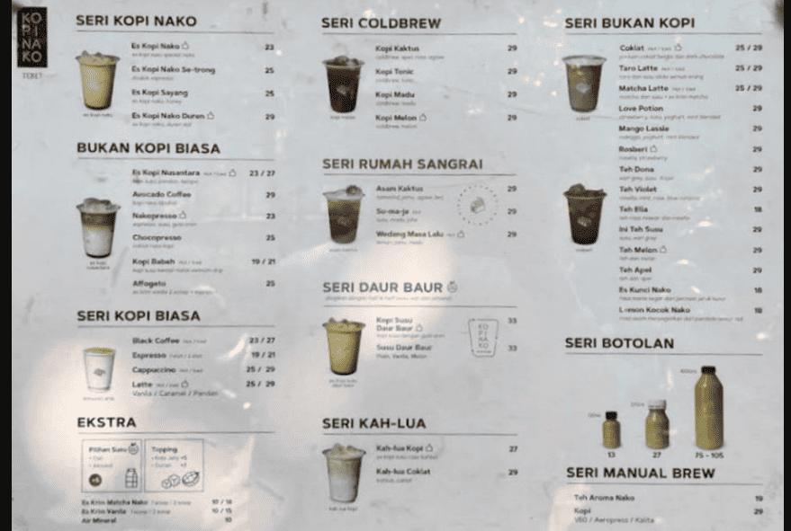 √ Daftar Harga Menu Kopi Nako: Nikmati Kopi Kekinian yang Unik - Harga Menu